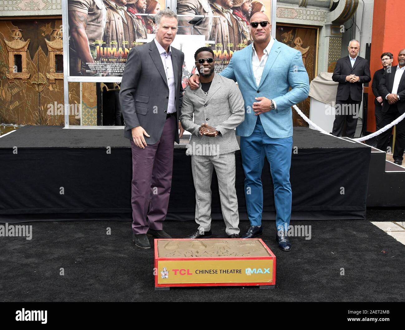 (L-R) Will Ferrell, Kevin Hart and Dwayne Johnson at the Kevin Hart ...