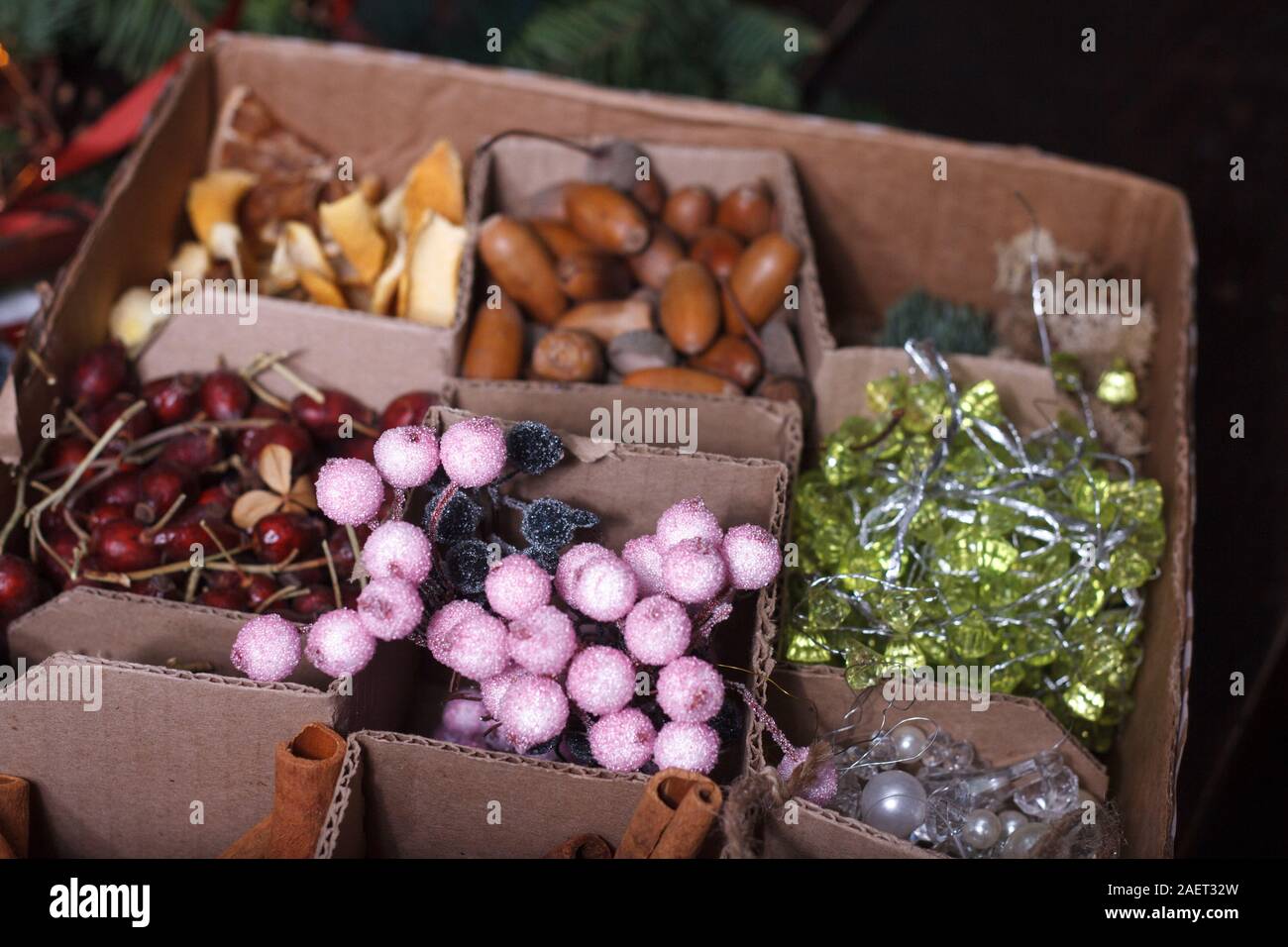 Close-up of homemade box with decorative details for decorating ...