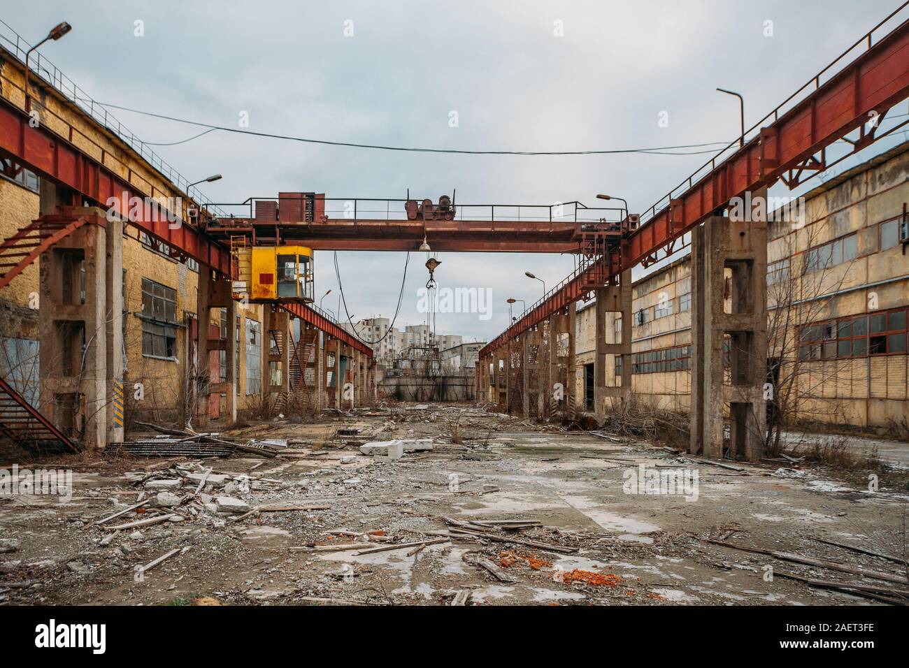 Territory of abandoned industrial area waiting for demolition Stock ...