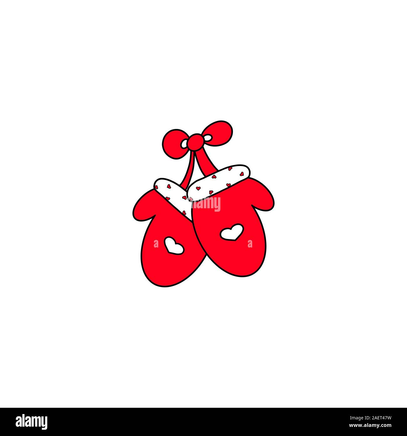 Santa Claus mittens. Hand drawn winter poster flat style background ...