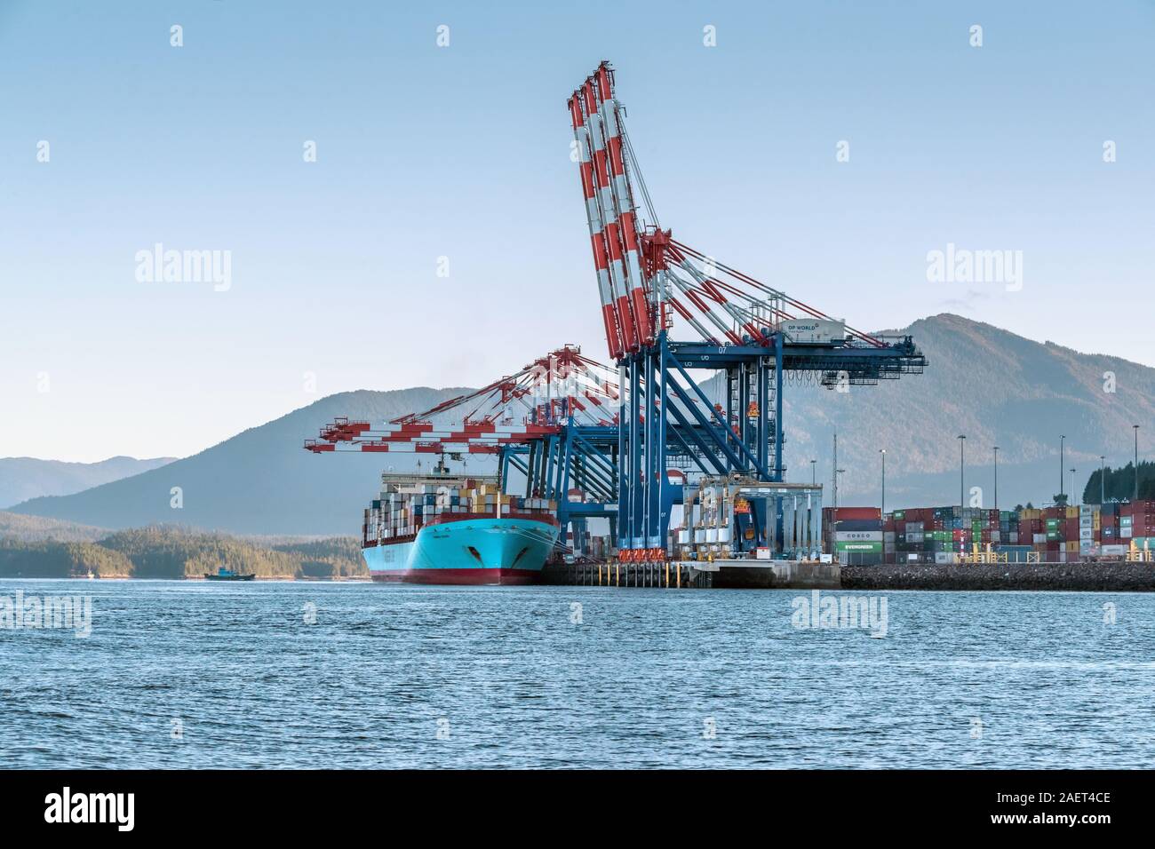 Fariview container terminal with gantry cranes, Prince Rupert, British ...
