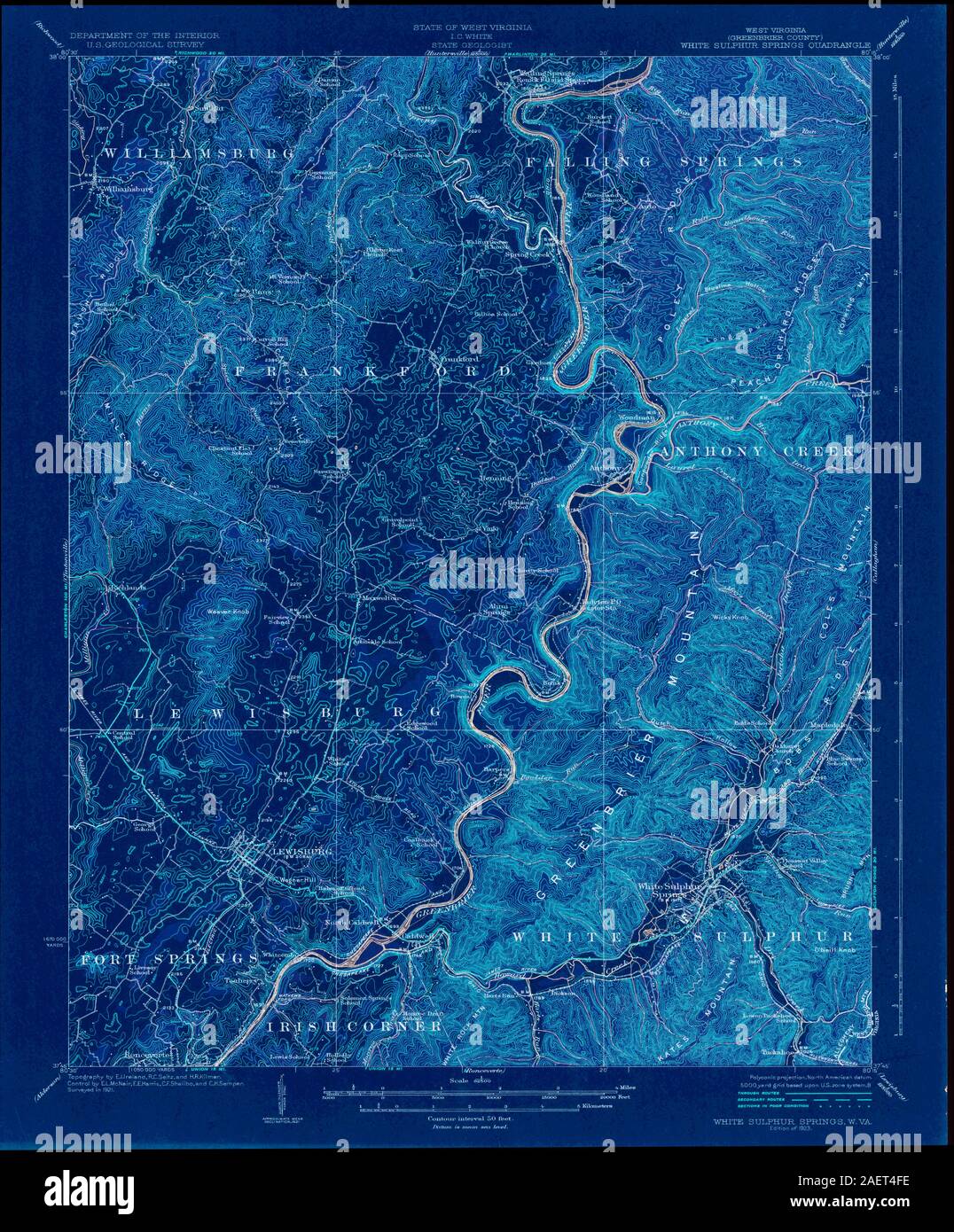 Map of white sulphur springs hi-res stock photography and images - Alamy