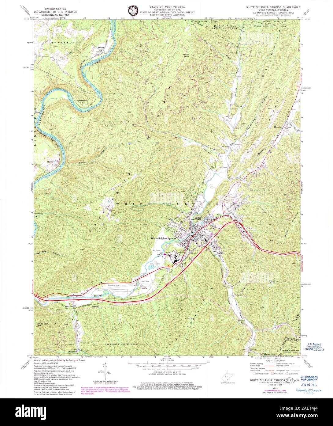 Map of white sulphur springs hi-res stock photography and images - Alamy