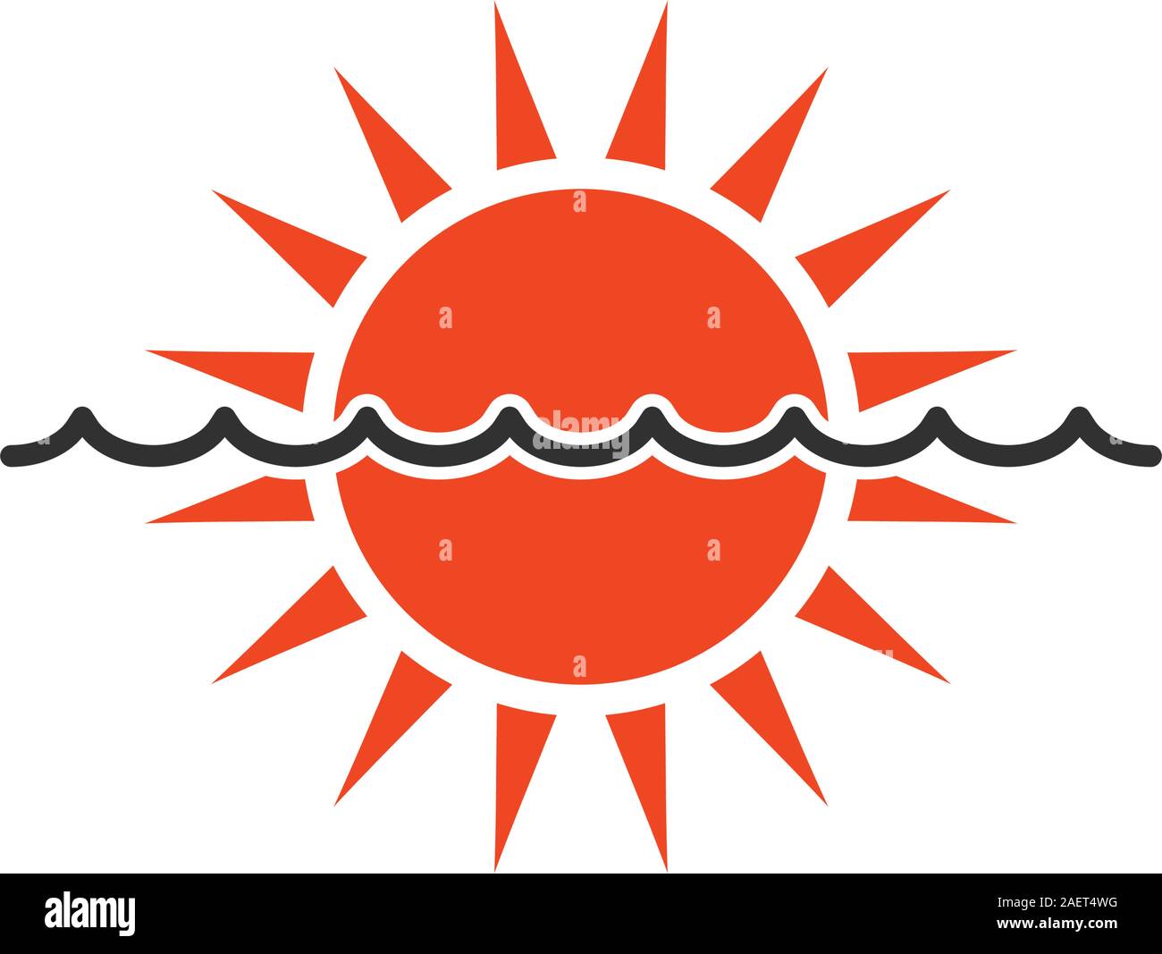 Sun and Sea wave icon. Stock Vector illustration isolated on white ...
