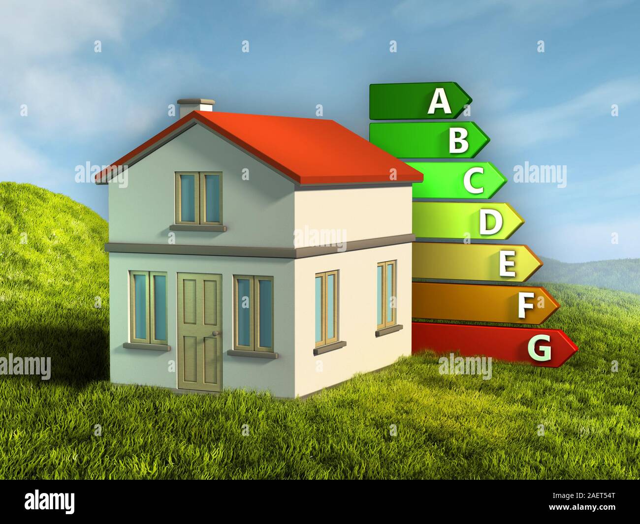 House energy ratings. Digital illustration Stock Photo - Alamy