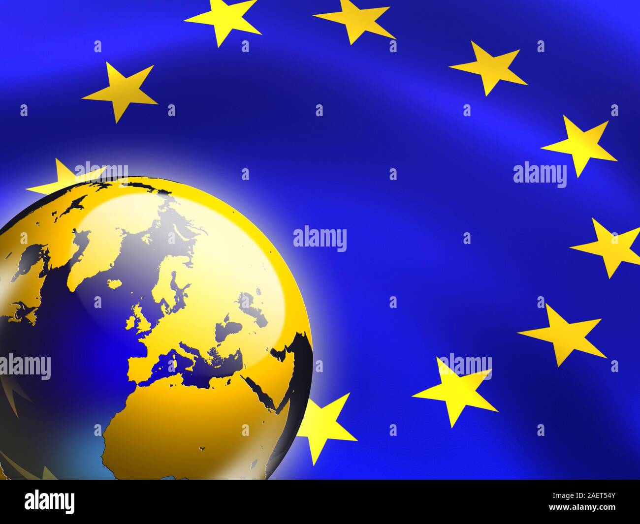 European union flag and globe. Digital illustration Stock Photo - Alamy