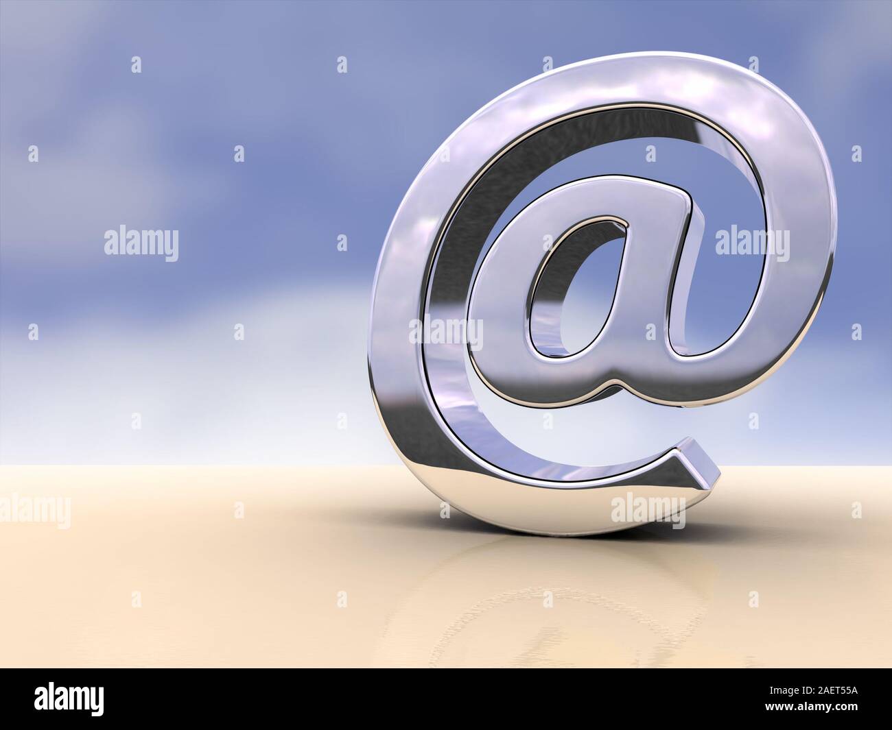 Metallic email symbol on a flat surface. Digital illustration Stock ...