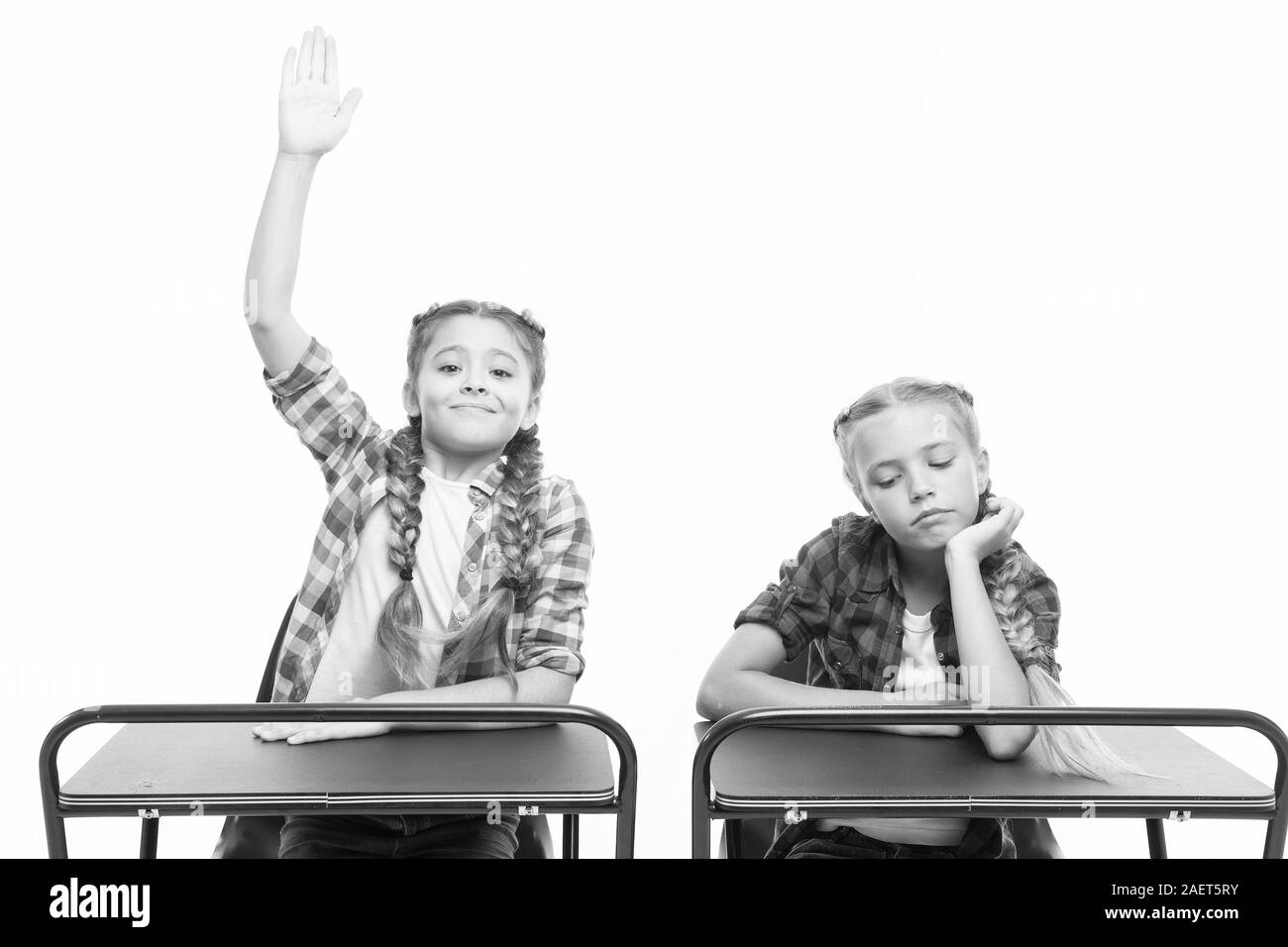 School girls answer Black and White Stock Photos & Images - Alamy