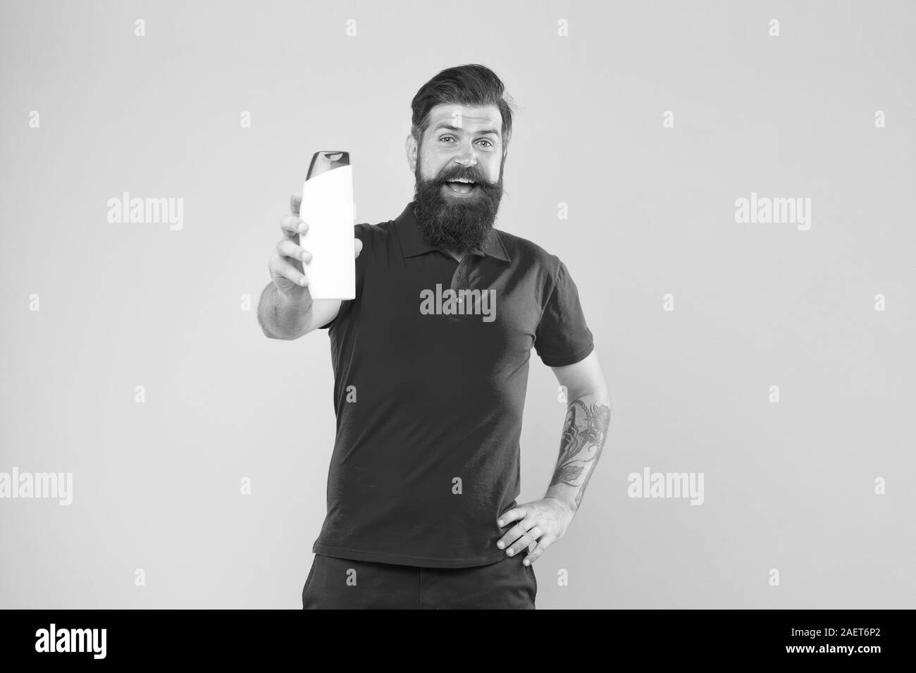 Barbershop grooming barber hold Black and White Stock Photos & Images ...