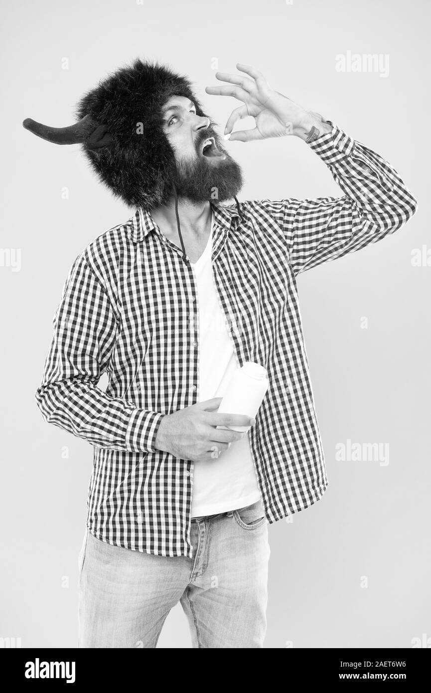 Feel better. Medication intake time. Sick hipster take medical drugs ...