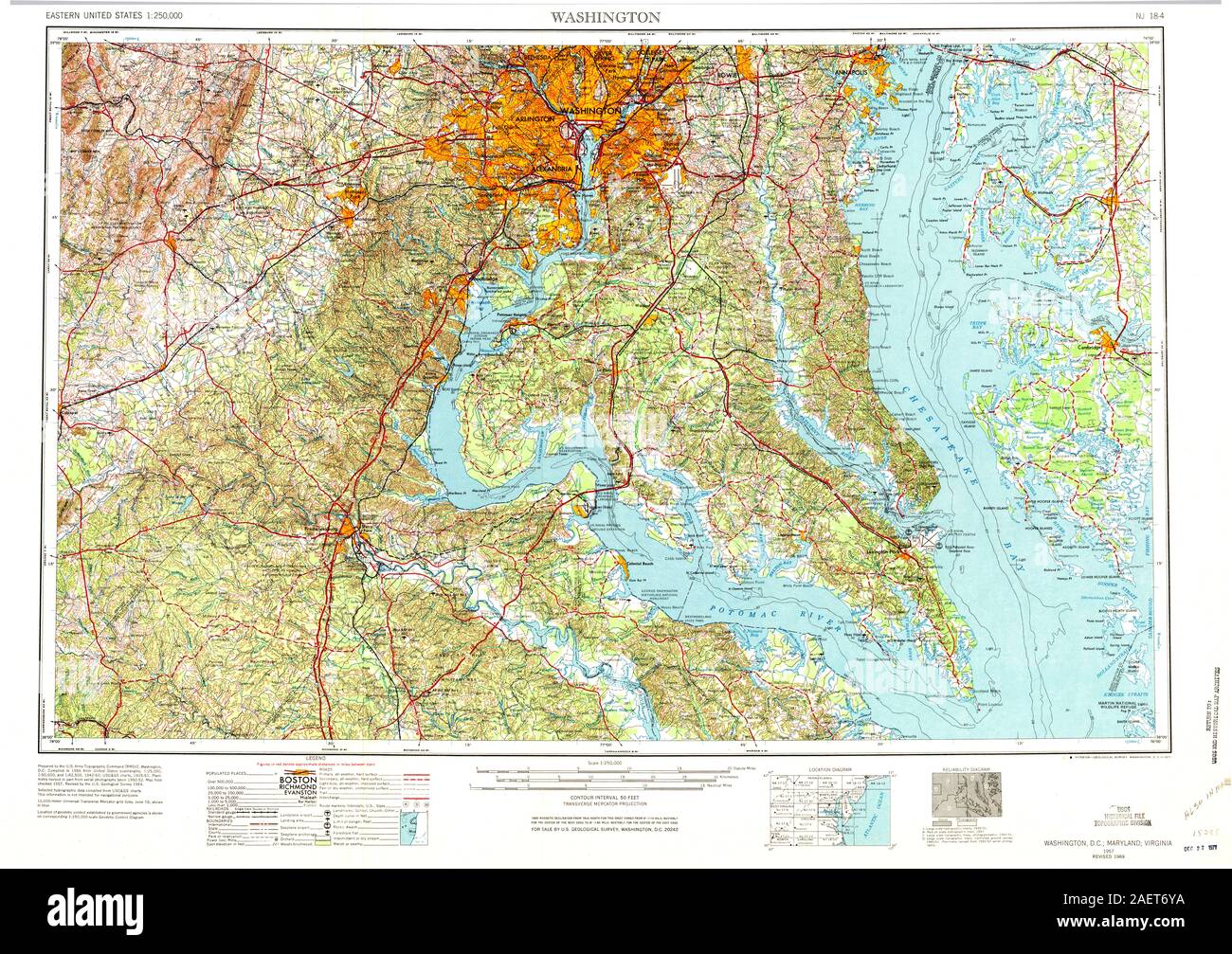 Washington dc topography map Cut Out Stock Images & Pictures - Alamy