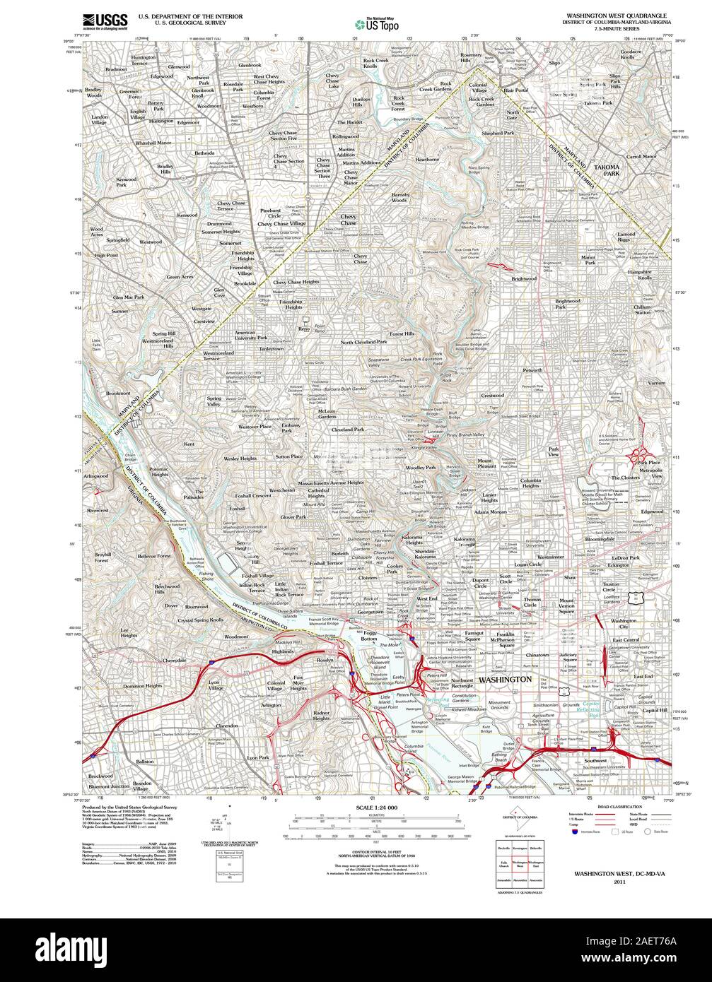 Washington dc topography map hi-res stock photography and images - Alamy