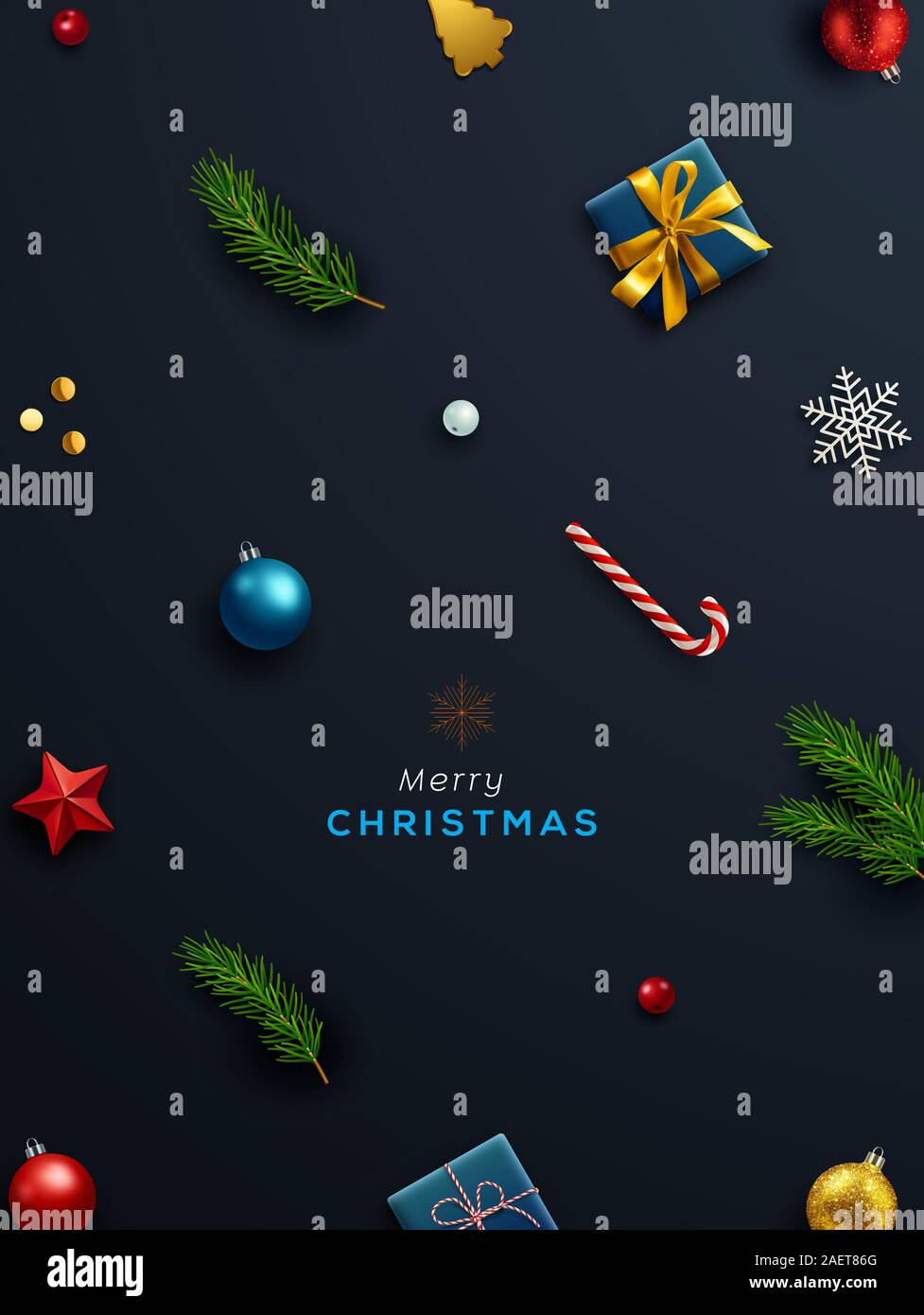 Fir tree branch baubles Stock Vector Images - Alamy