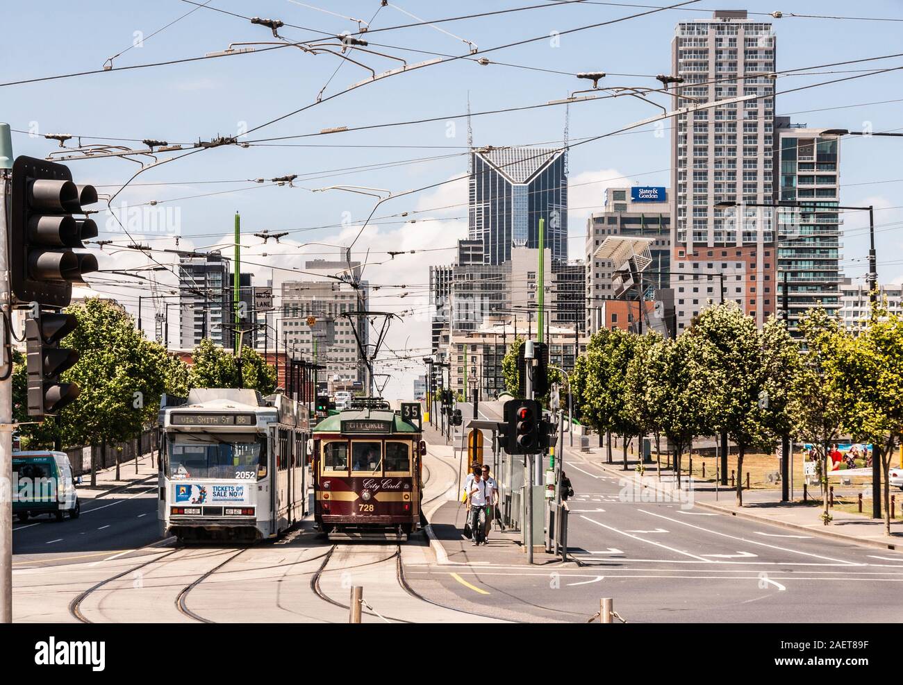 Melbourne, Australia - November 16, 2009: Cityscape with tall buildings ...