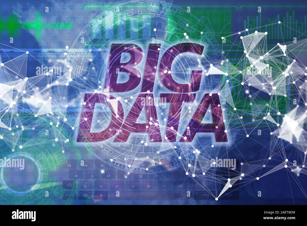 big data text on the connection technology background. the information ...