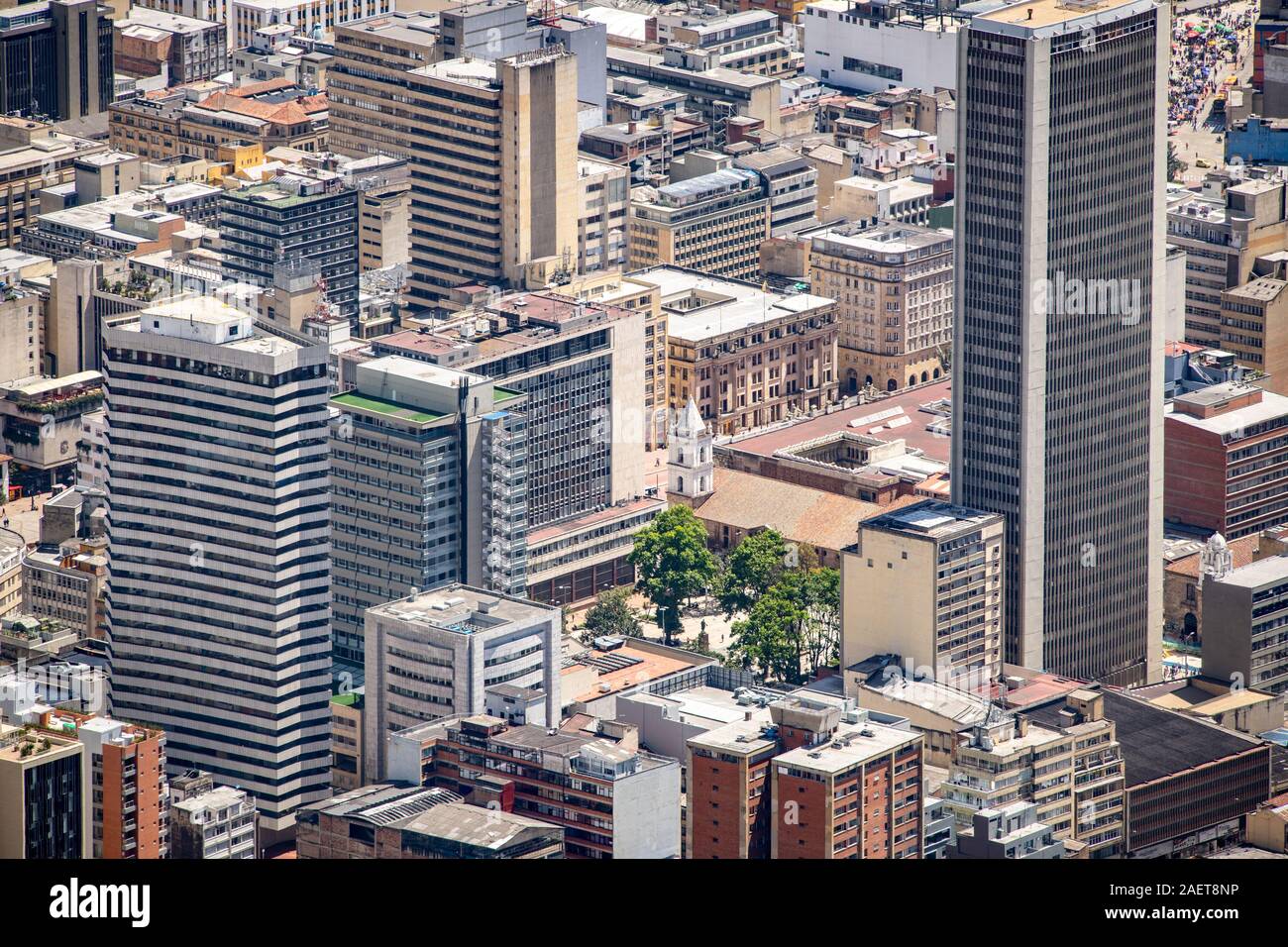 Giant buildings looming over the city , Bogot‡ , Colombia Stock Photo ...