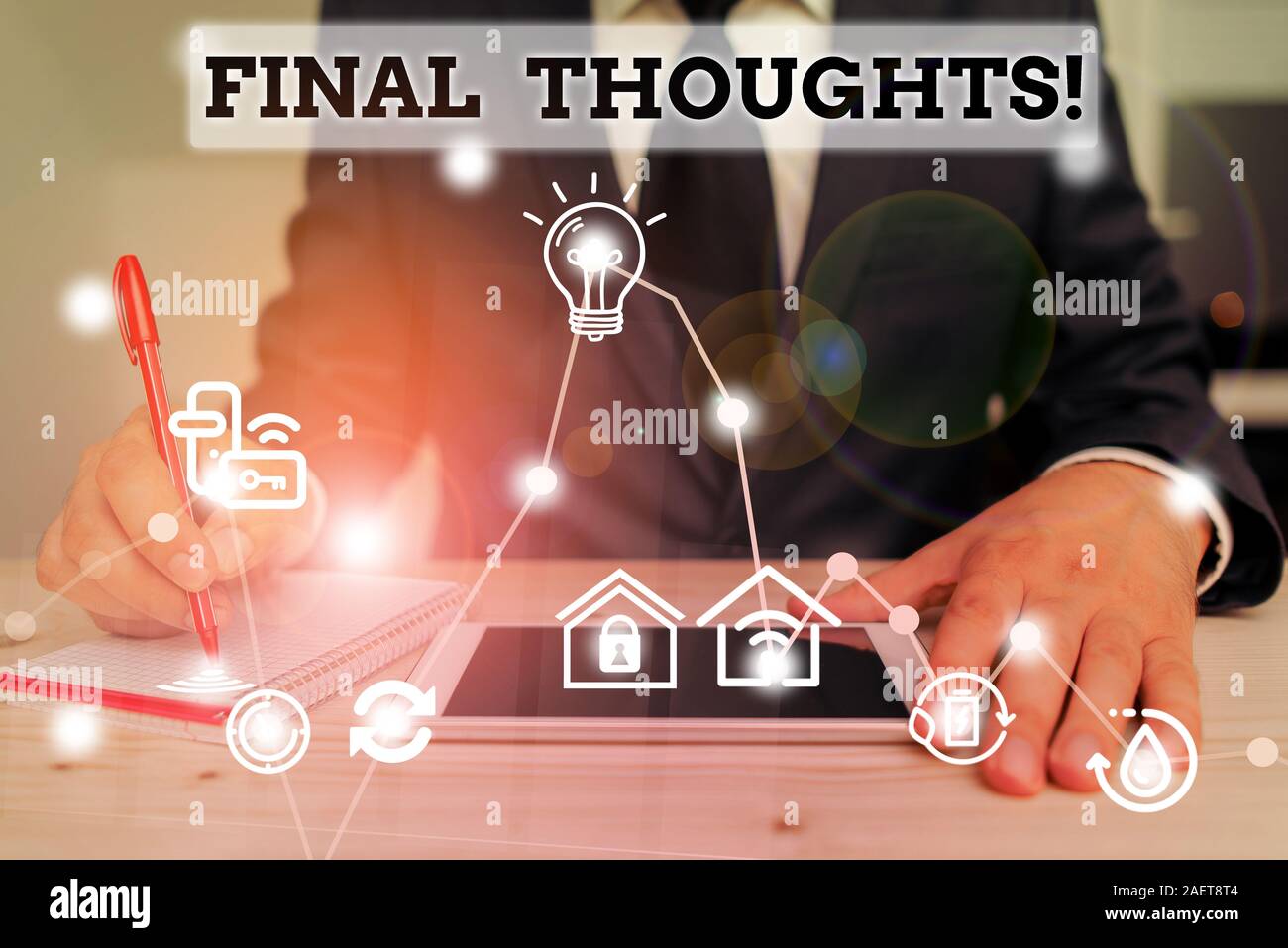 Writing note showing Final Thoughts. Business concept for should be ...