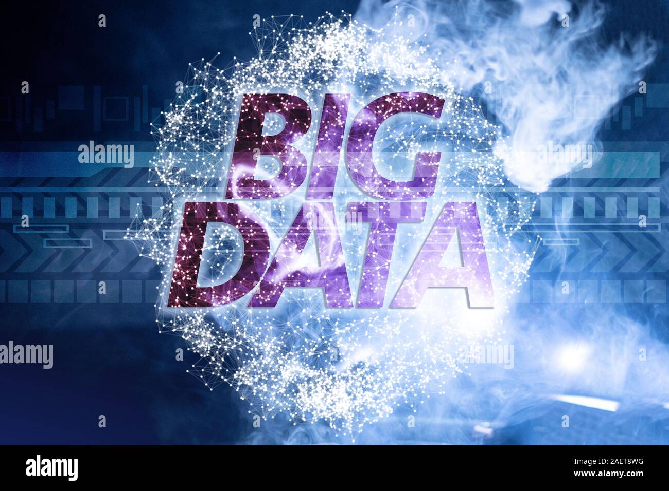 big data text on the connection technology background. the information ...