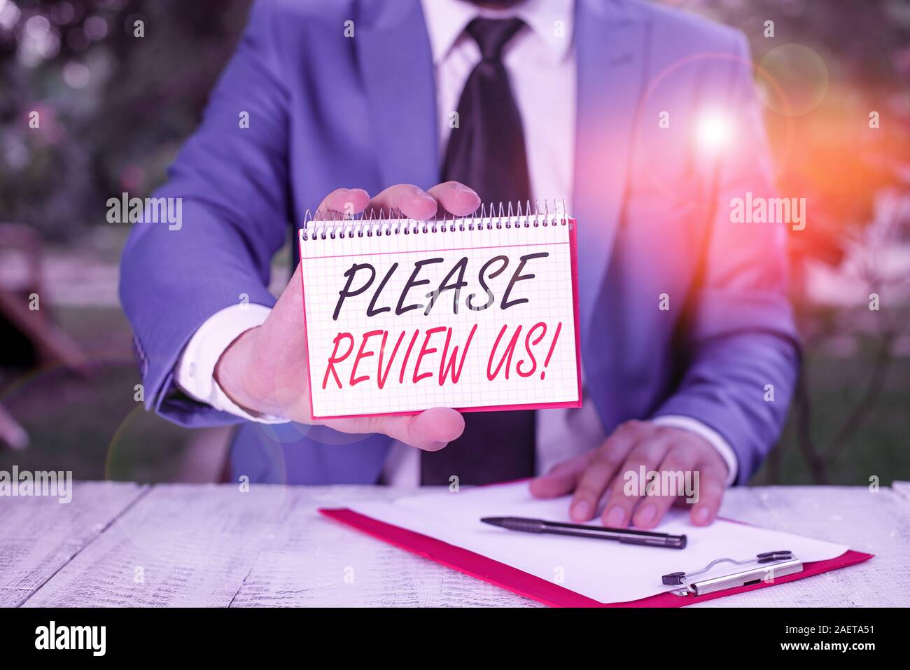 Conceptual hand writing showing Please Review Us. Concept meaning ...