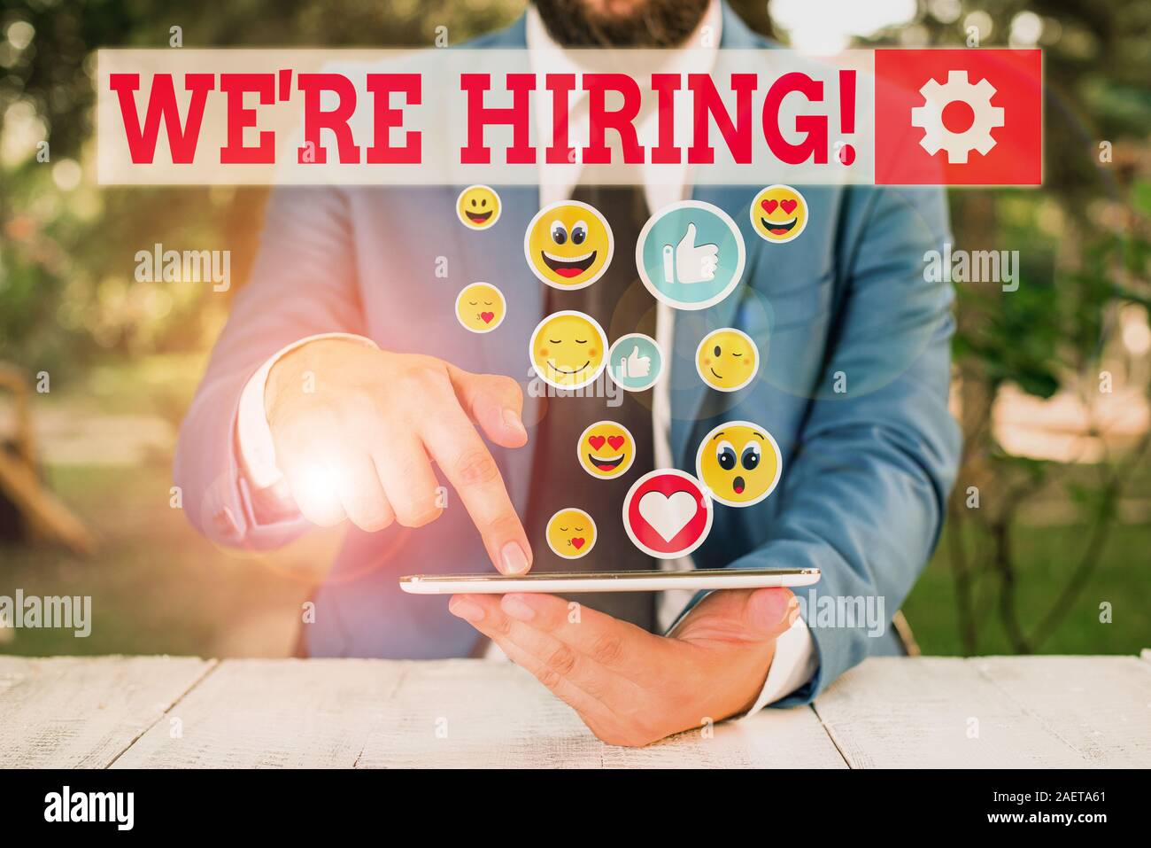 Conceptual hand writing showing We Re Hiring. Concept meaning recently ...