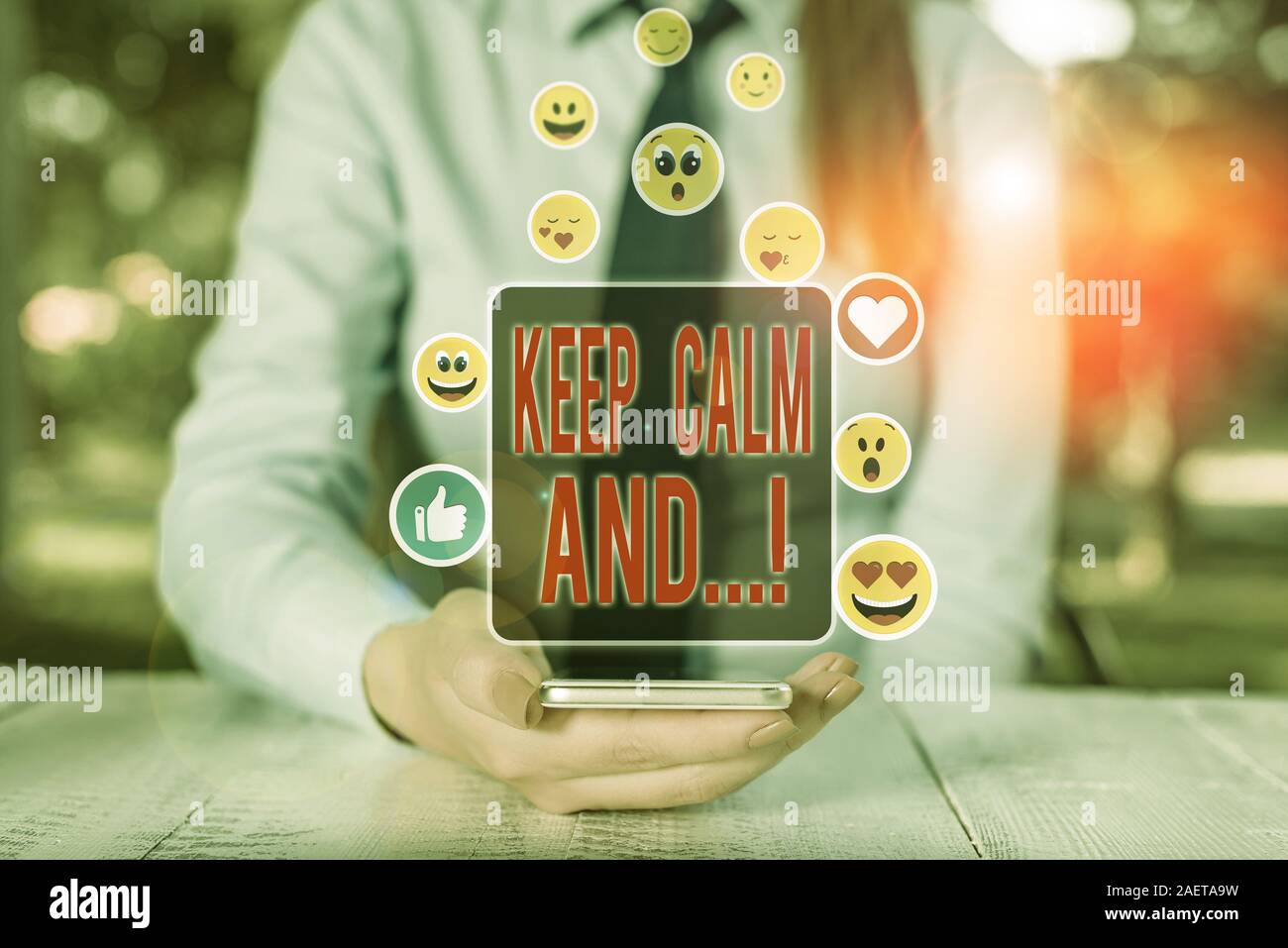 Conceptual hand writing showing Keep Calm And. Concept meaning ...