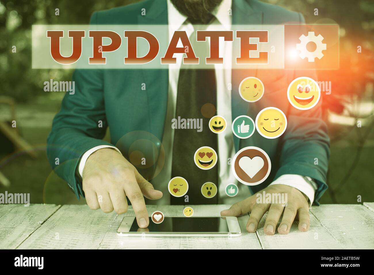 Conceptual hand writing showing Update. Concept meaning make something more modern or up to date ...