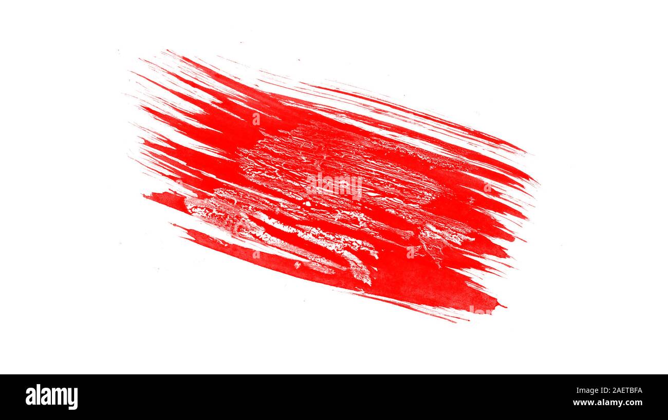 Red paint smear. Red paint line isolated on white. Red paint background ...