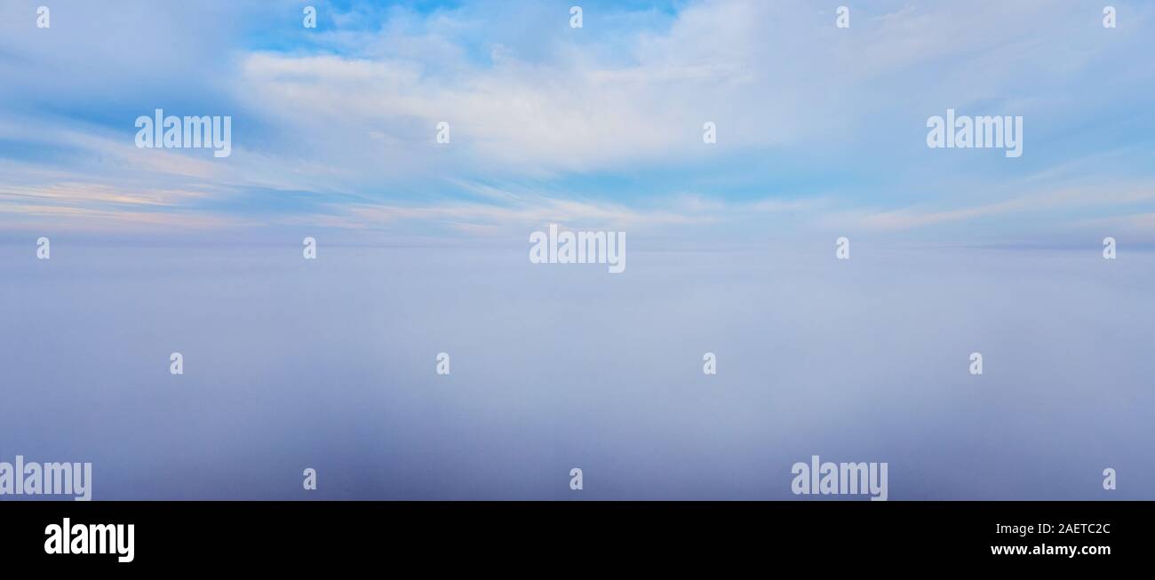 Skies above the fog. Bird eye view. Panorama Stock Photo - Alamy