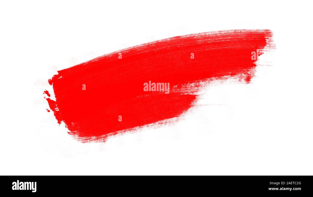 Red paint smear isolated on white. Red brush background Stock Photo - Alamy