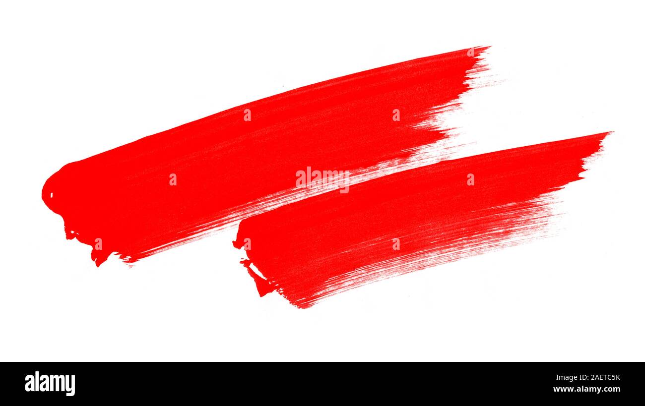 Two red paint line isolated on white background Stock Photo - Alamy