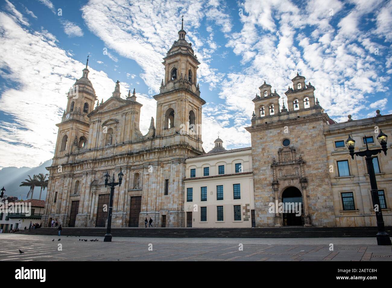 Primatial Cathedral of Bogot‡, Bolivar Square, Bogota, Colombia Stock ...