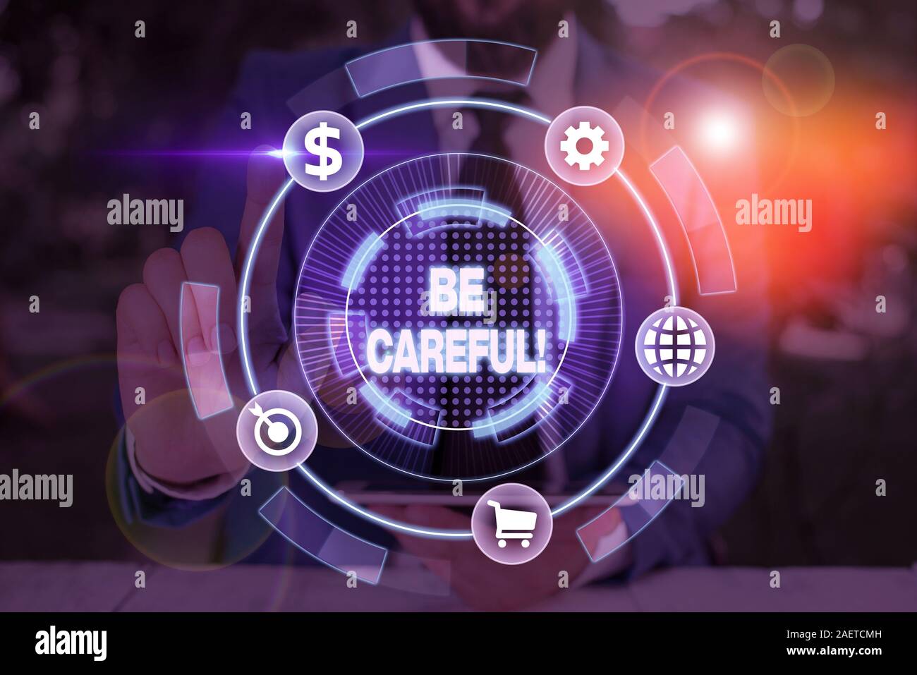 Conceptual hand writing showing Be Careful. Concept meaning making sure ...