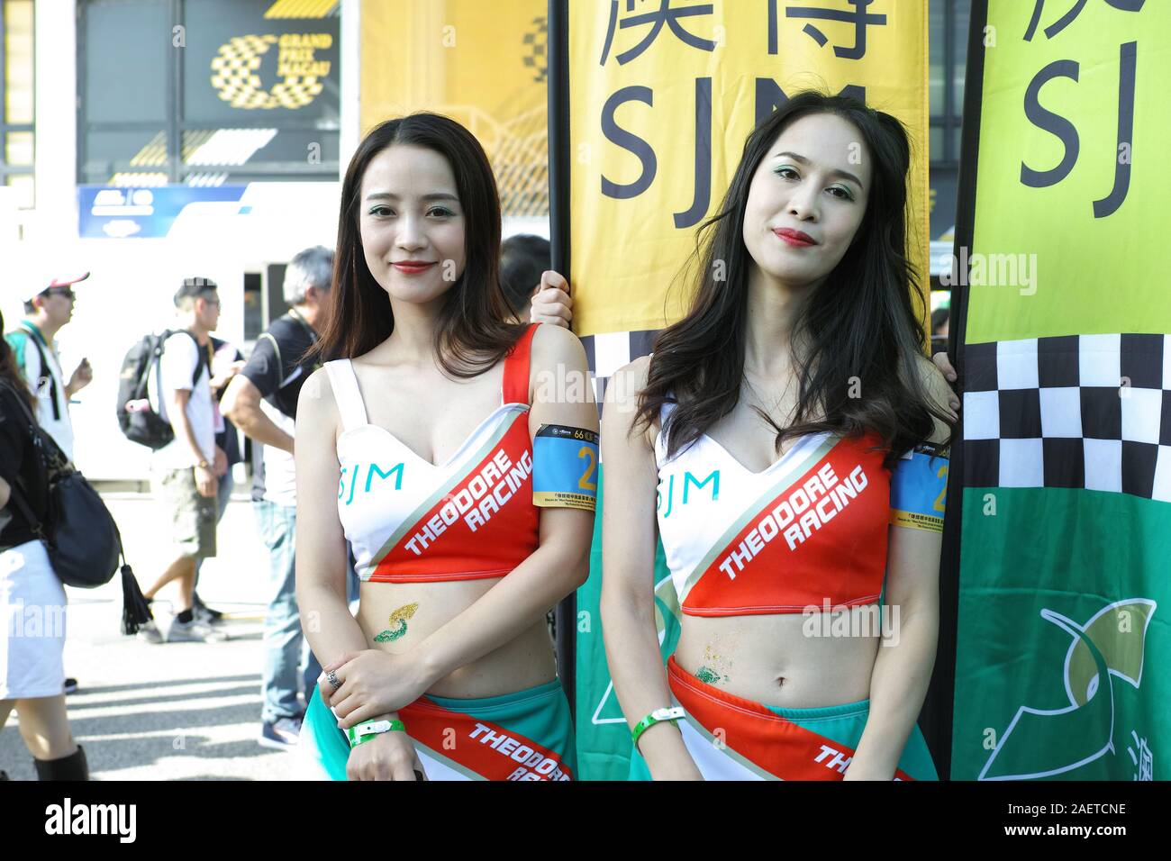 People take puctures of the models at the 2019 66th Macau Grand Prix, a ...