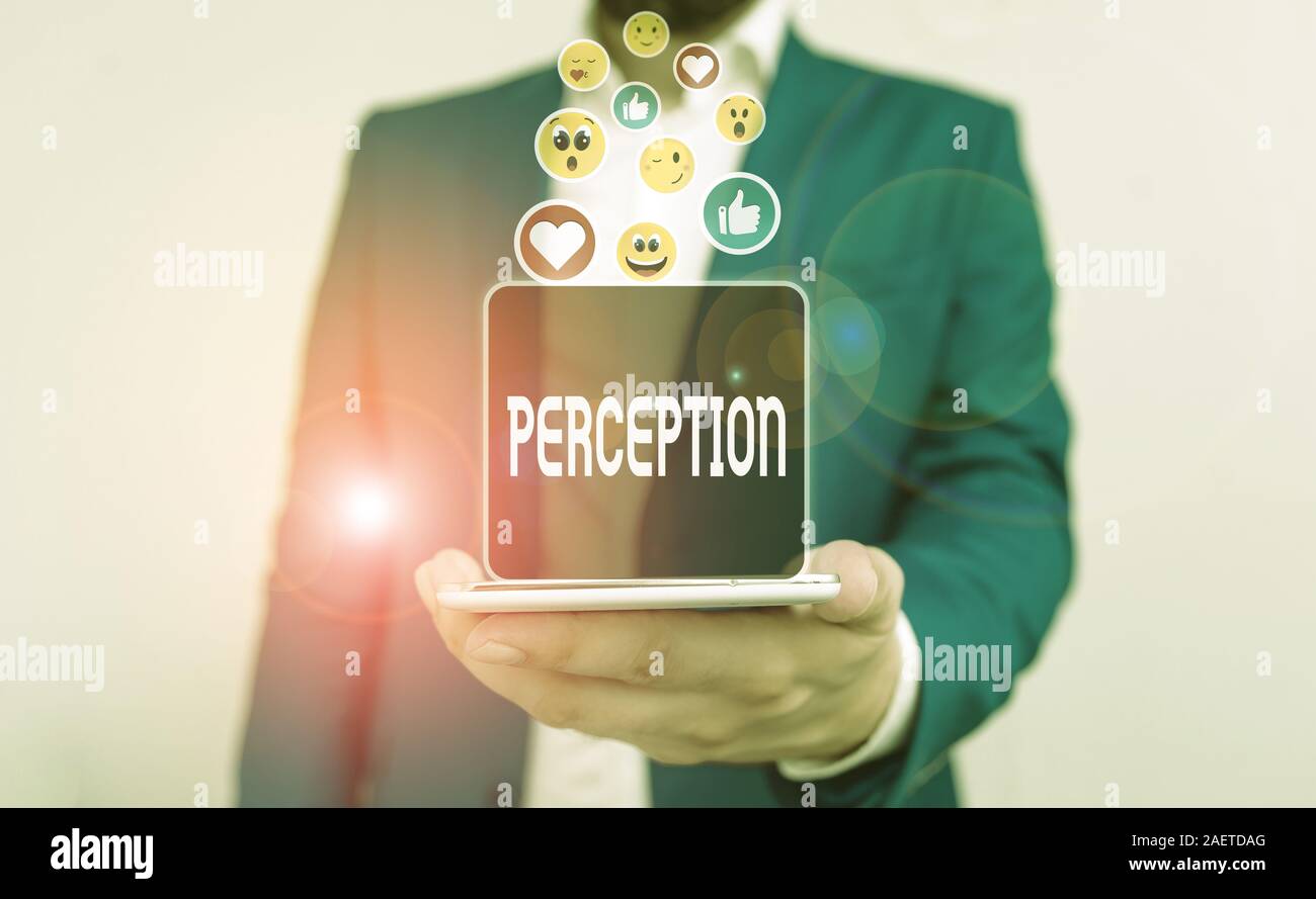 Conceptual hand writing showing Perception. Concept meaning individuals ...