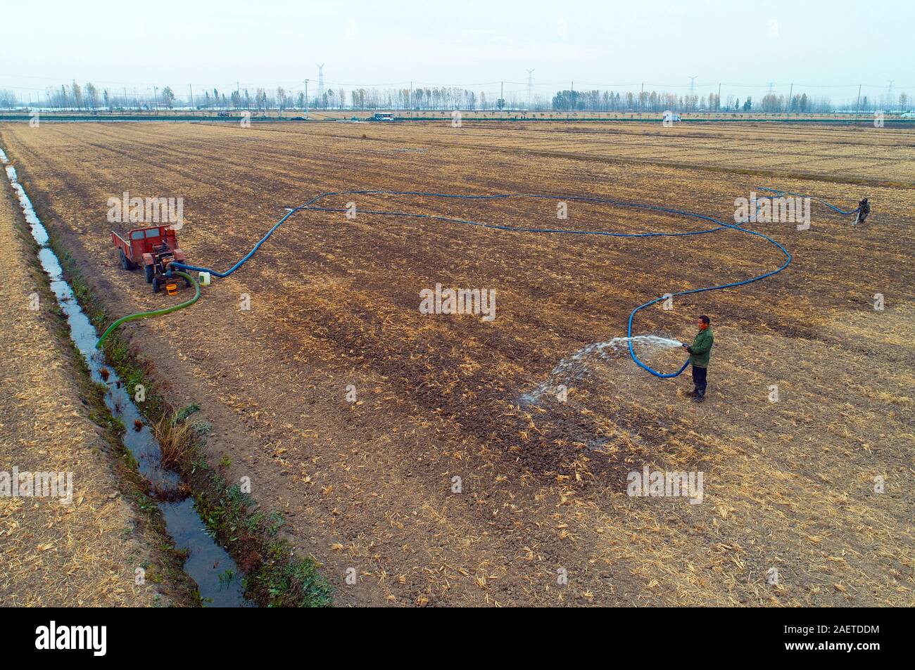 People use water pipes to guide water from the rivers at the north part ...