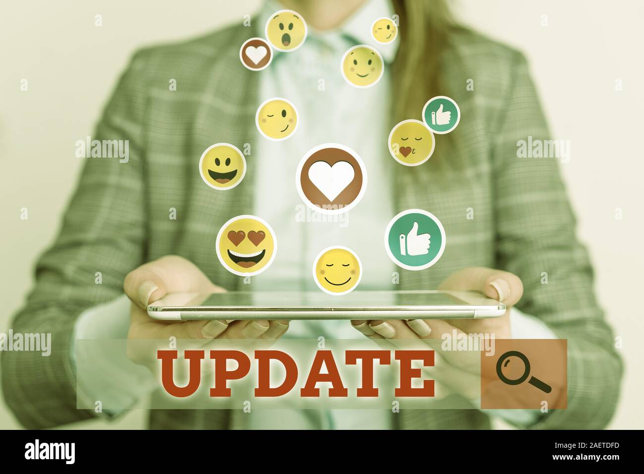 Conceptual hand writing showing Update. Concept meaning by adding new information or making ...