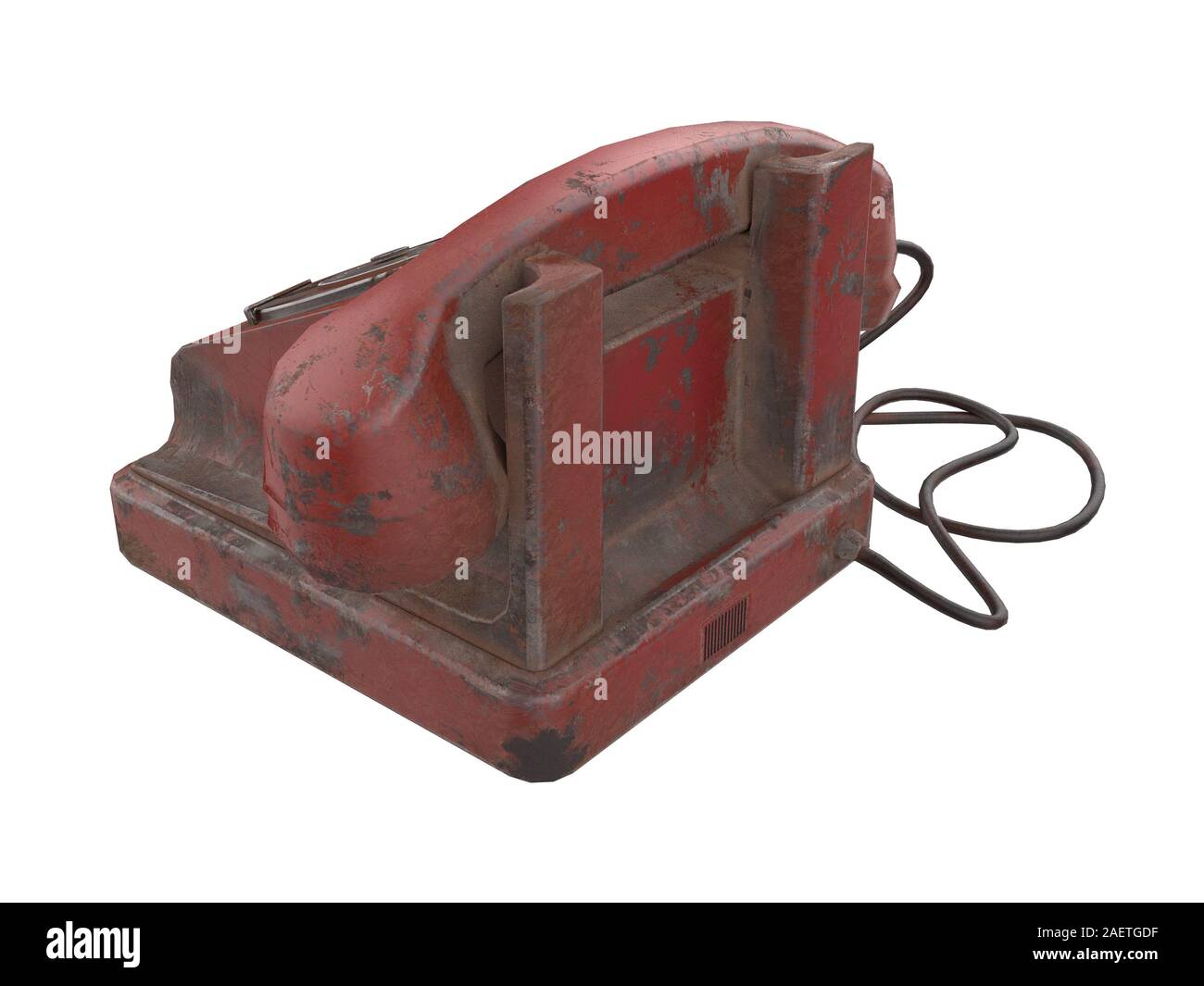 old grungy red vintage telephone rotary phone dial old fashioned 3D ...