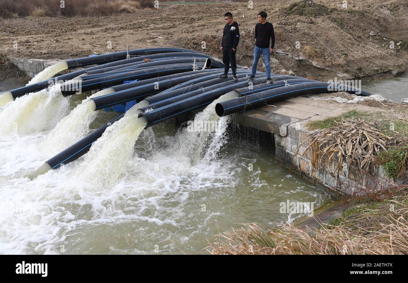 People use water pipes to guide water from the rivers at the north part ...