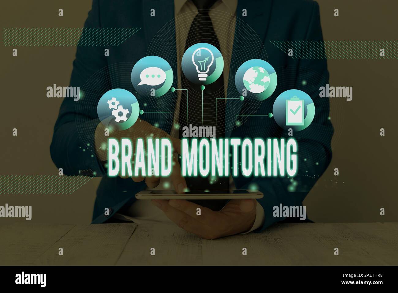 Handwriting text Brand Monitoring. Conceptual photo process to ...
