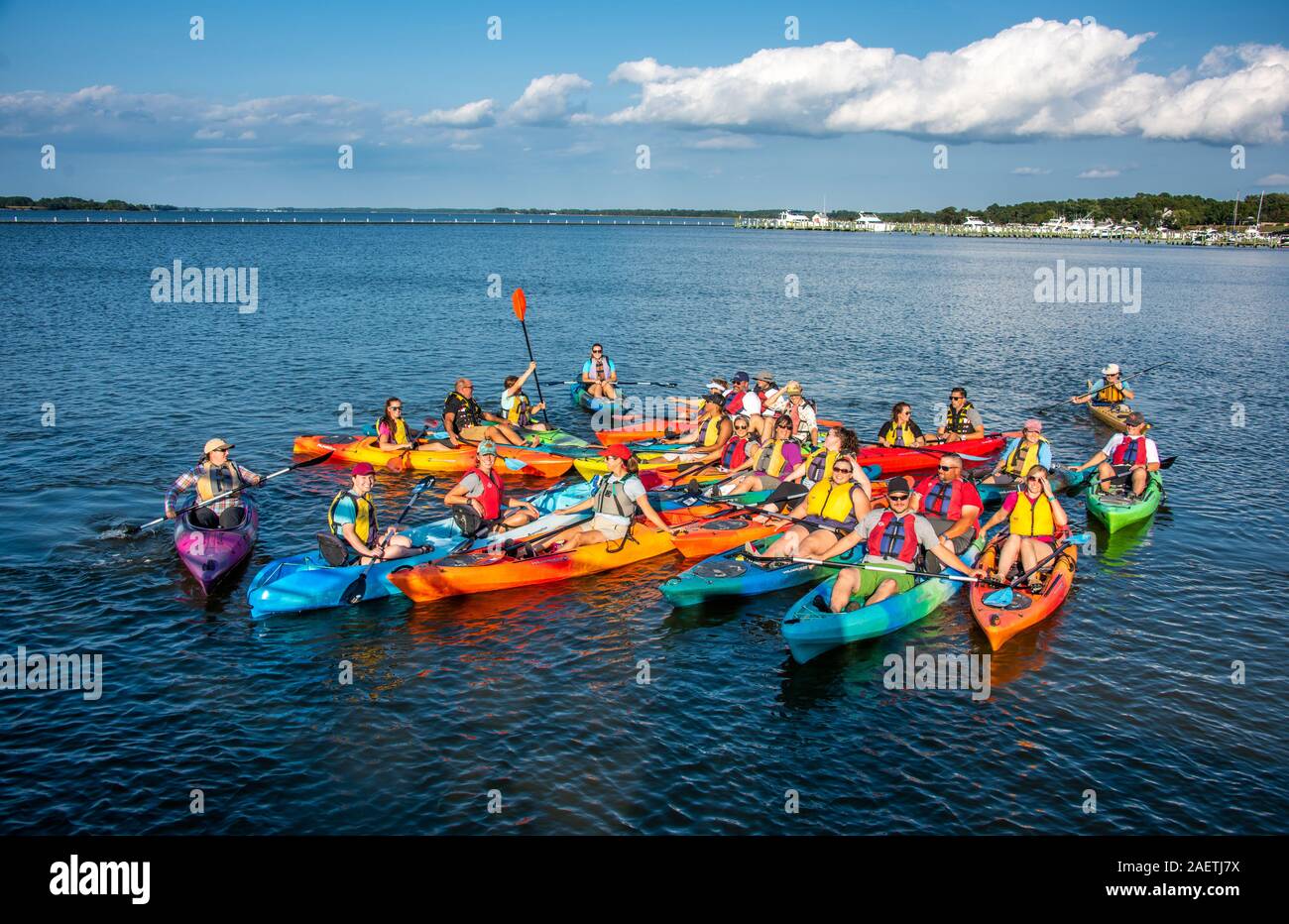 Kayakars enjoying a clear day out on the water, Lead Maryland class 11 ...