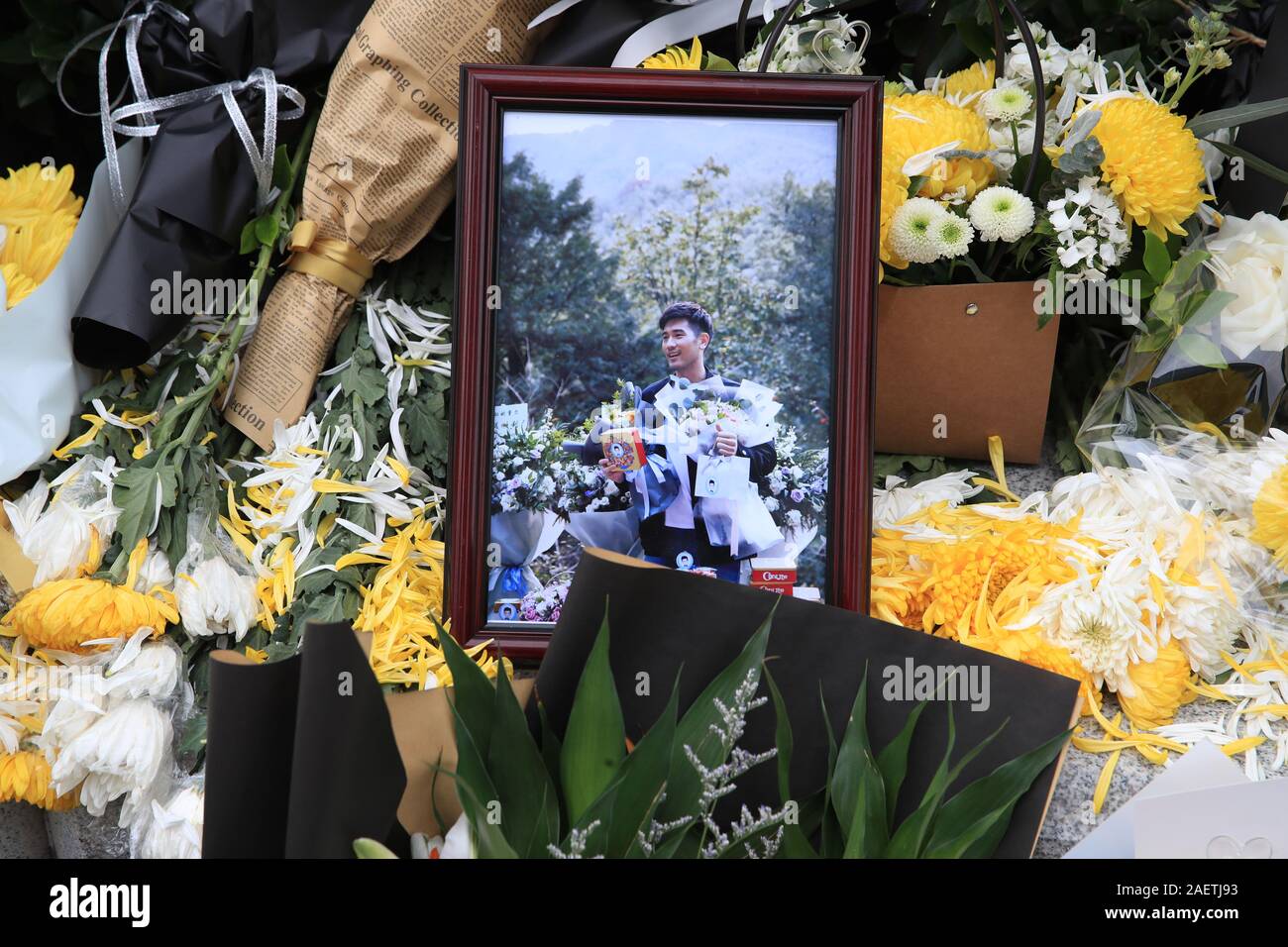 Fans donate floral wreath at the "Chase Me" filming site where ...