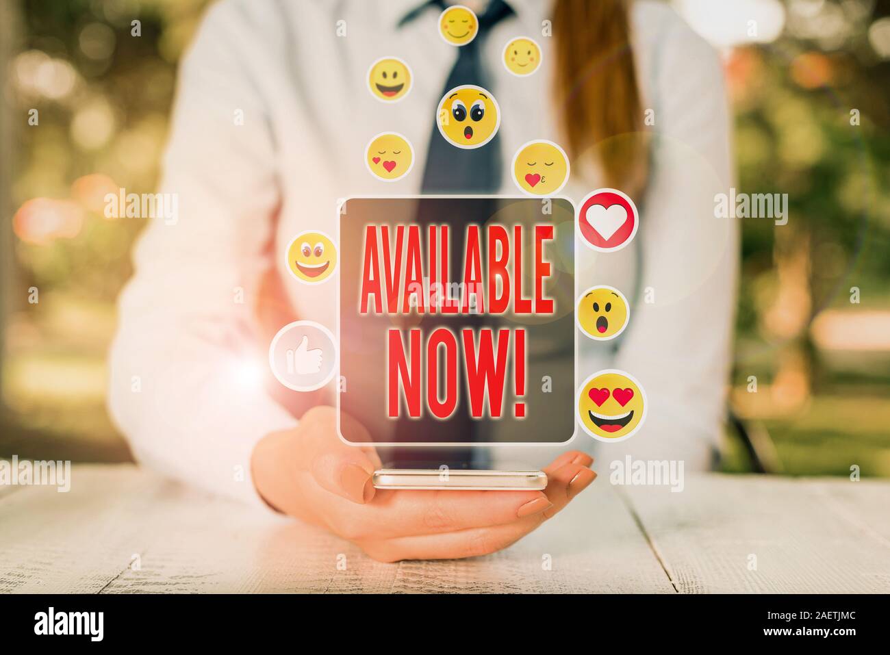 Conceptual hand writing showing Available Now. Concept meaning you can ...