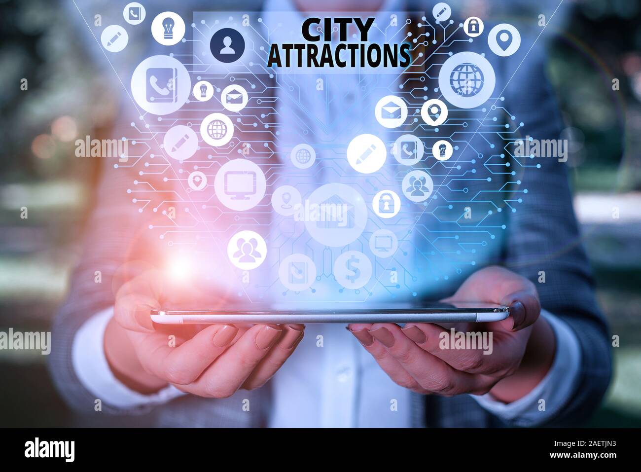 Handwriting text City Attractions. Conceptual photo place that showing ...