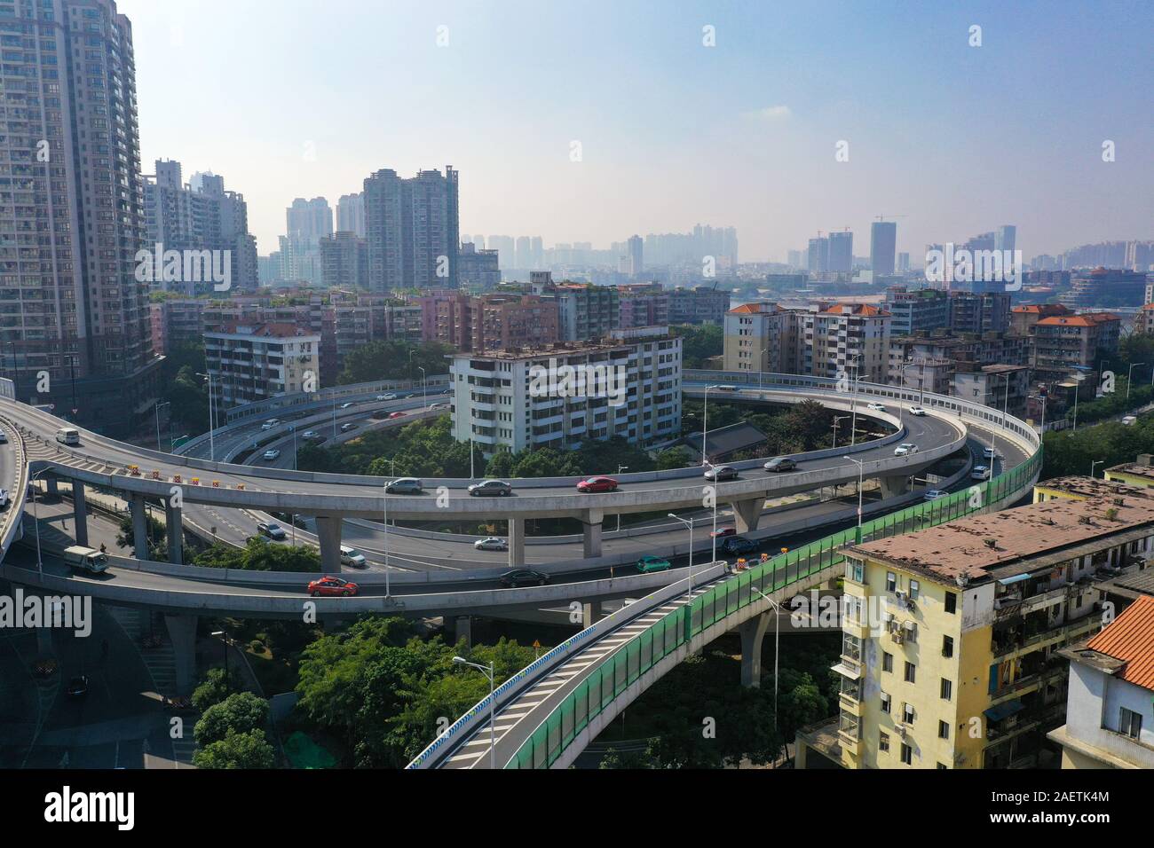 An aerial view of the resident building surrounded by a circle flyover ...
