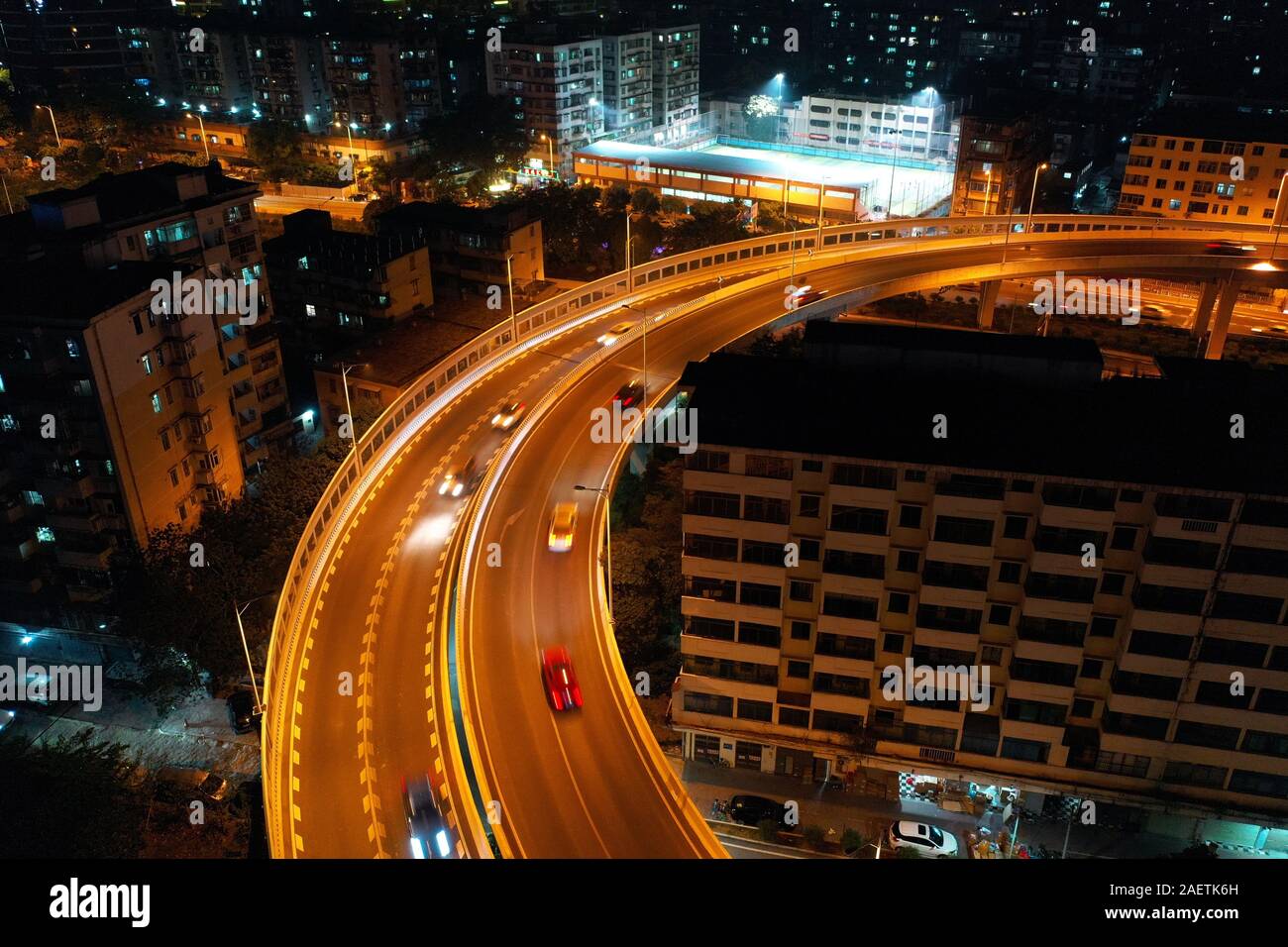 An aerial view of the resident building surrounded by a circle flyover ...