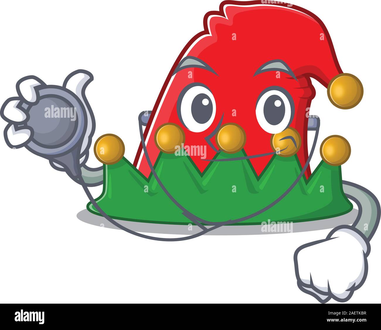 Elf hat cartoon mascot style in a Doctor costume with tools Stock ...