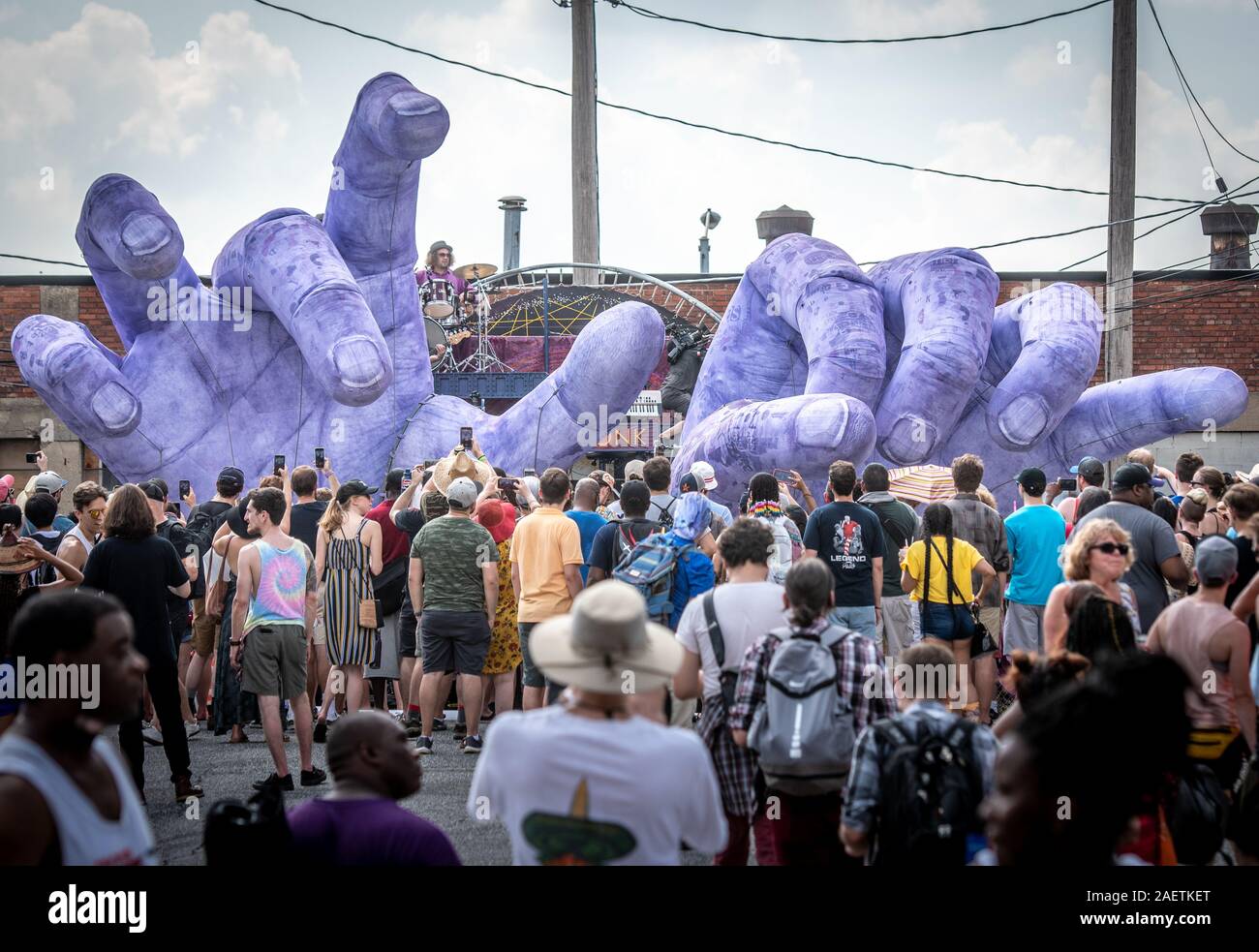 A crowd gathered around the Squonk Opera, Artscape 2019, Baltimore ...