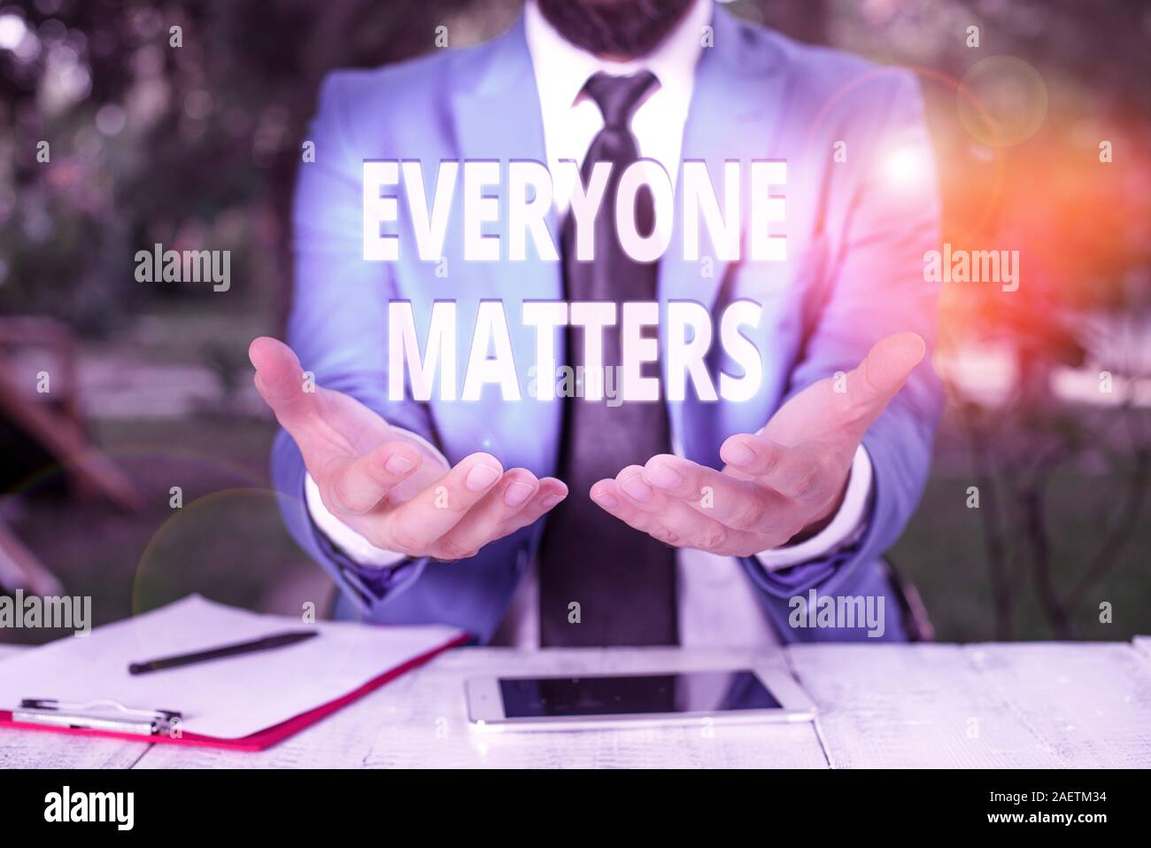 Text sign showing Everyone Matters. Business photo showcasing ...