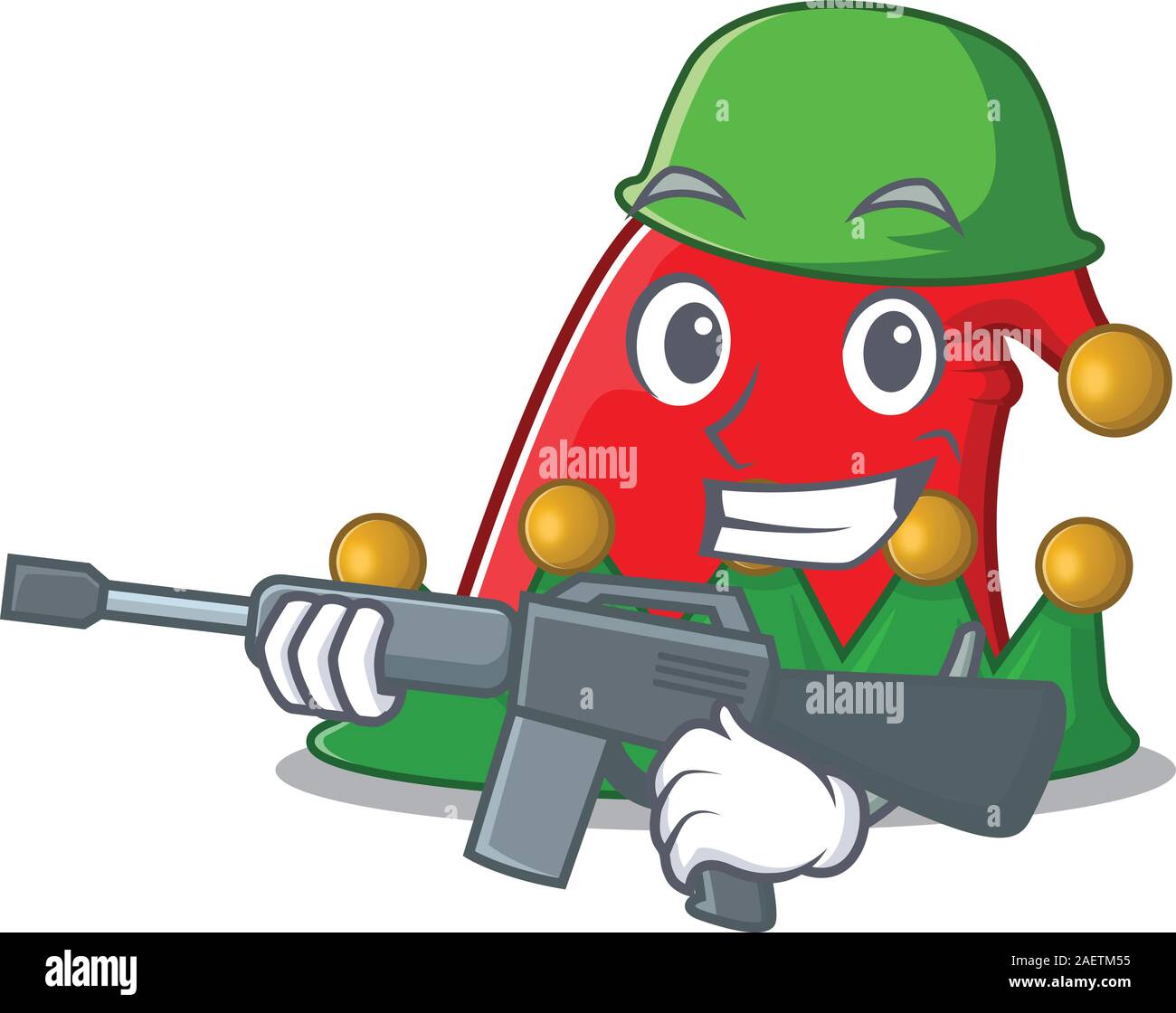 A cartoon style of elf hat Army with machine gun Stock Vector Image ...