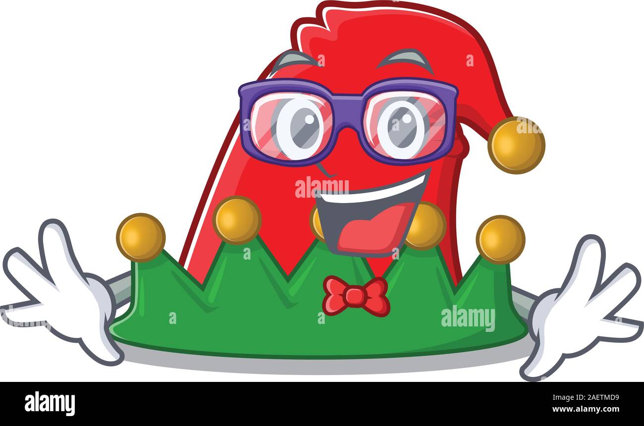 Super Funny Geek smart elf hat mascot cartoon style Stock Vector Image ...